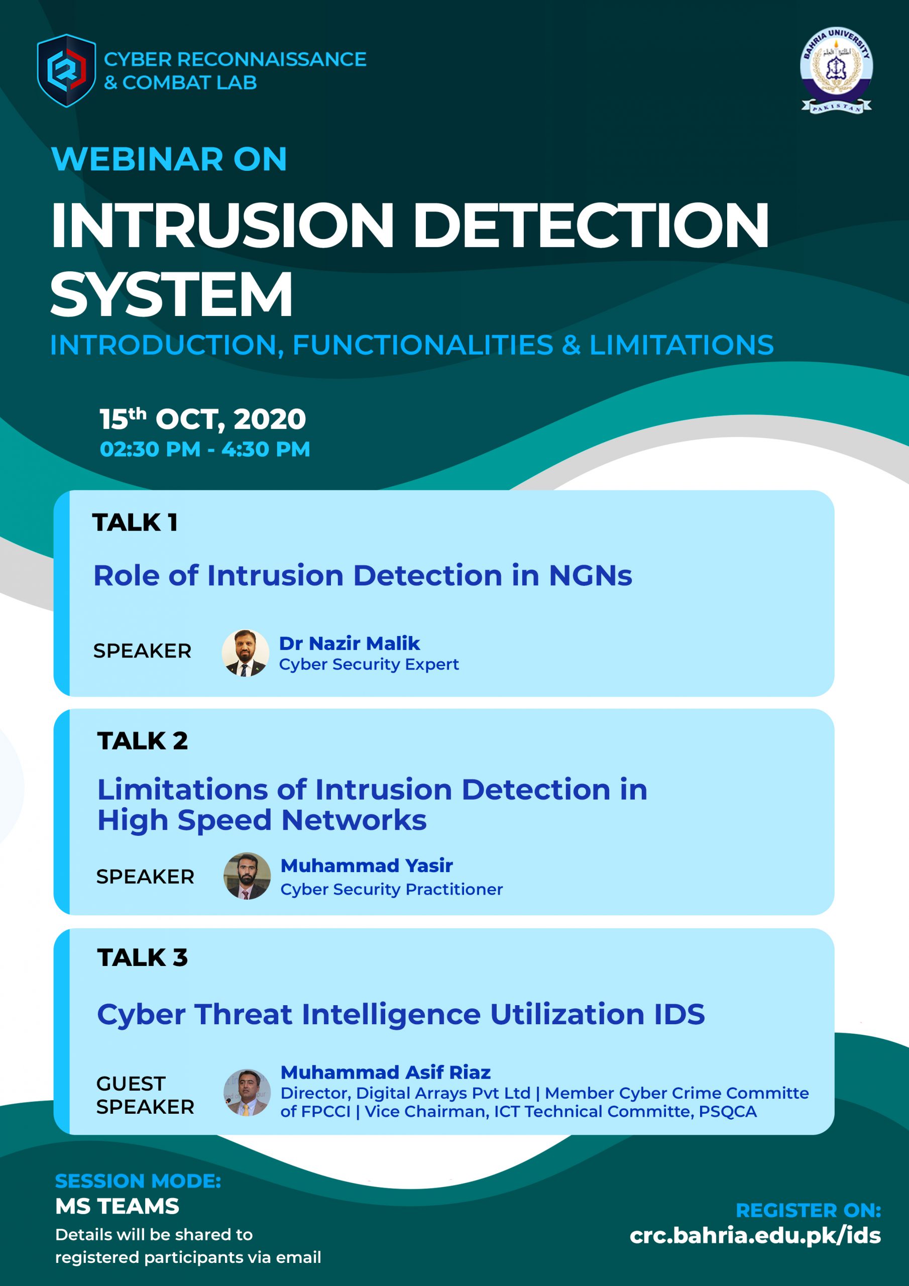 Webinar on Intrusion Detection System – CRC LAB (BUIC) – Bahria University